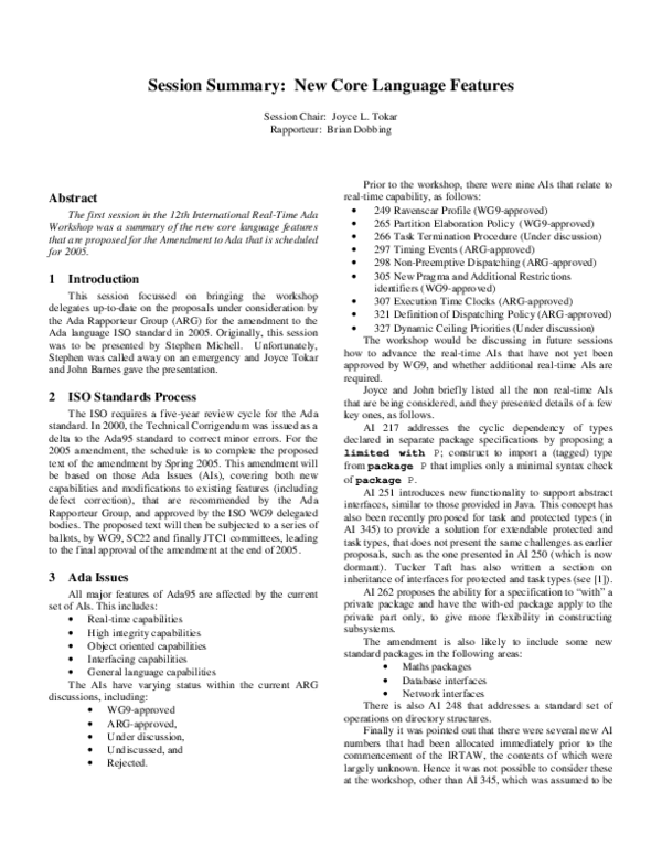 (PDF) Session summary