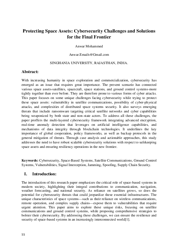 (PDF) Protecting Space Assets: Cybersecurity Challenges and Solutions ...