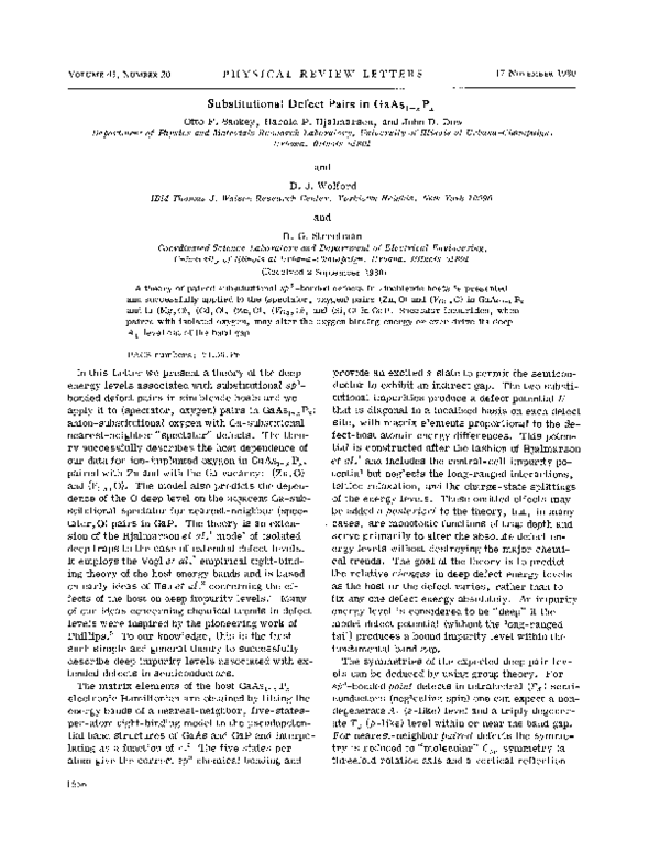 (PDF) Substitutional Defect Pairs inGaAs1−xPx