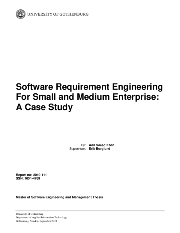 (PDF) Software Requirement Engineering For Small and Medium Enterprise ...
