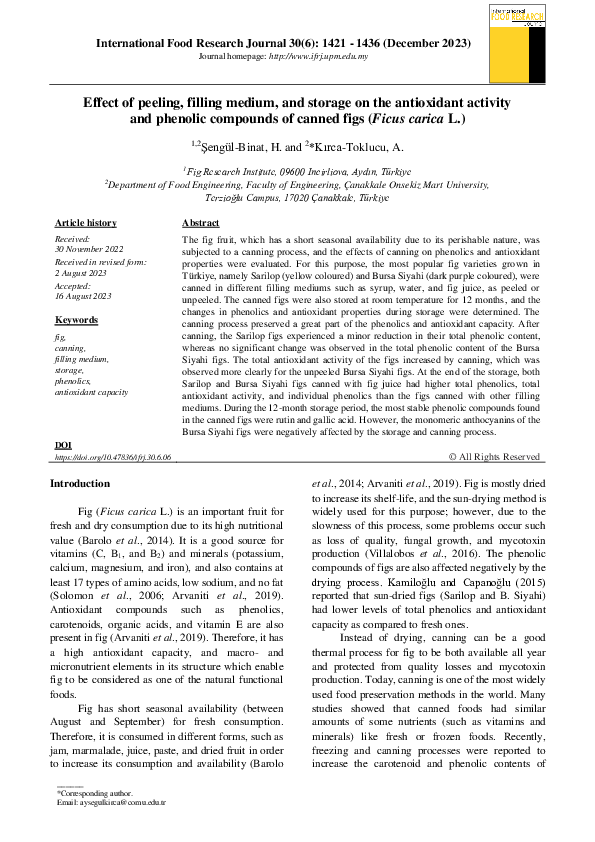 Effect of peeling, filling medium, and storage on the antioxidant ...