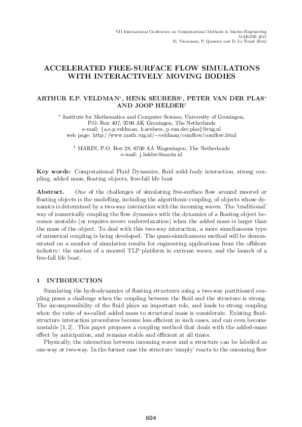 Accelerated free-surface flow simulations with interactively moving bodies
