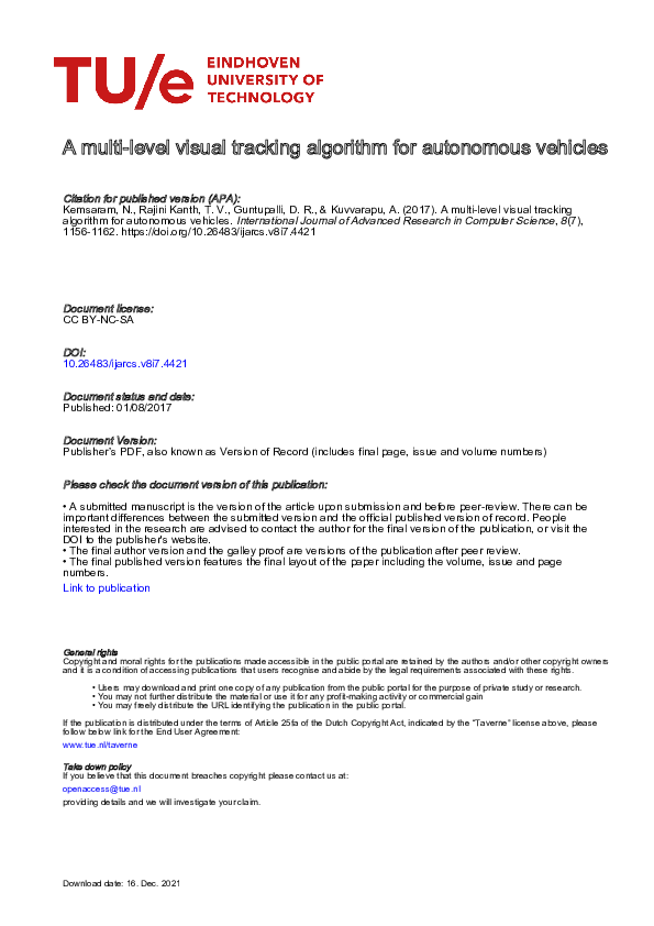A Multi-Level Visual Tracking Algorithm for Autonomous Vehicles