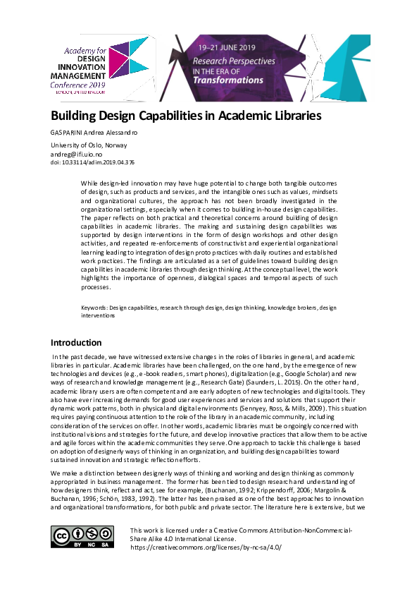 (PDF) Building Design Capabilities in Academic Libraries