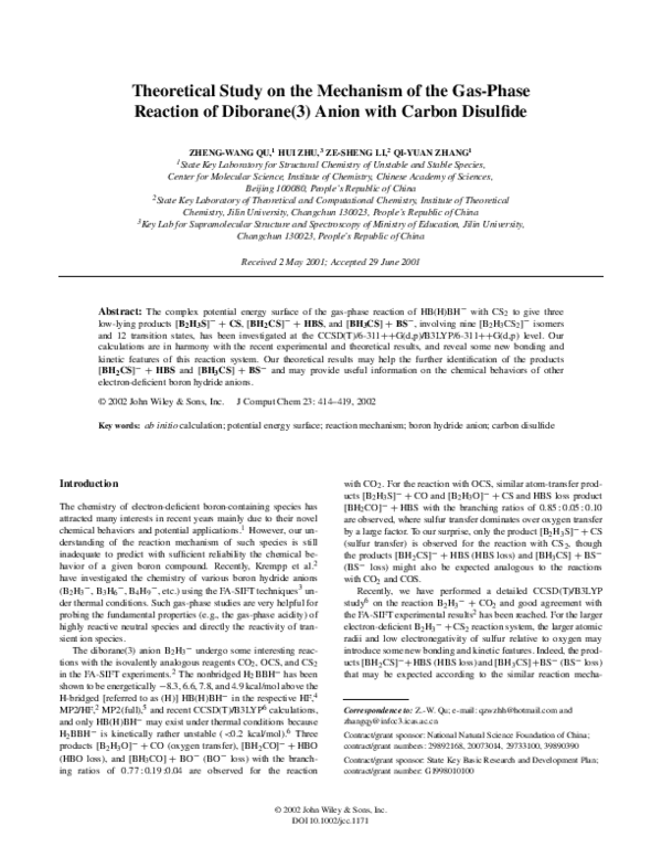 (PDF) Theoretical study on the mechanism of the gas-phase reaction of ...
