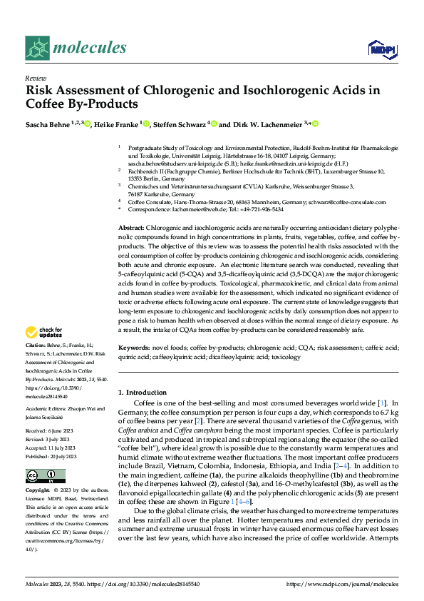 (PDF) Risk Assessment of Chlorogenic and Isochlorogenic Acids in Coffee ...