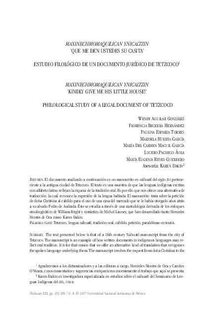 (PDF) Que me den ustedes su casita'. Estudio filológico de un documento ...