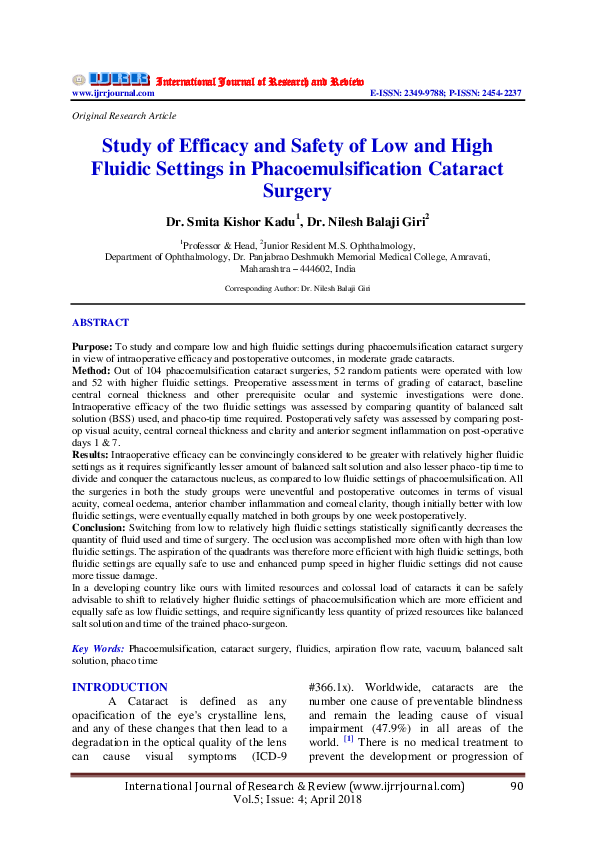 (PDF) Study of Efficacy and Safety of Low and High Fluidic Settings in ...