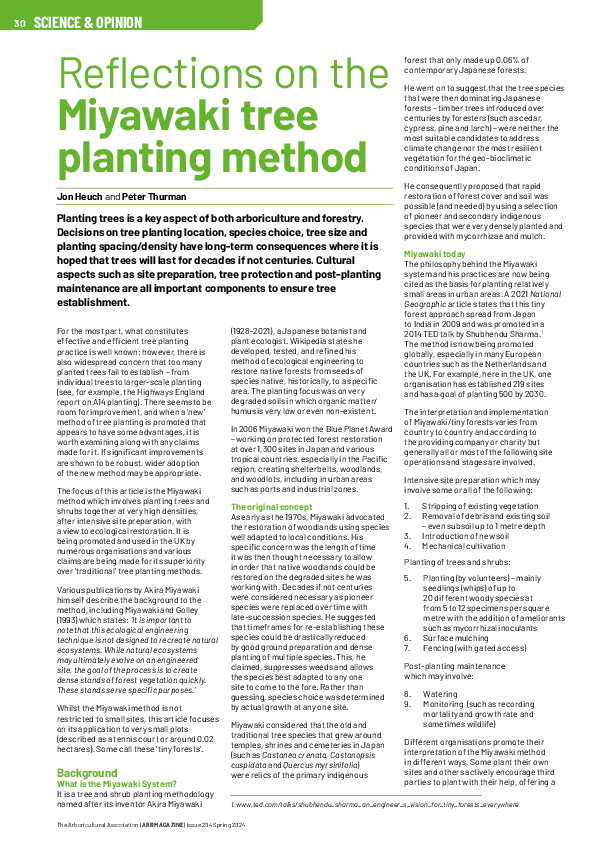 (PDF) Reflections on the Miyawaki tree planting method