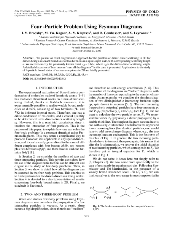 (PDF) Four-particle problem using Feynman diagrams
