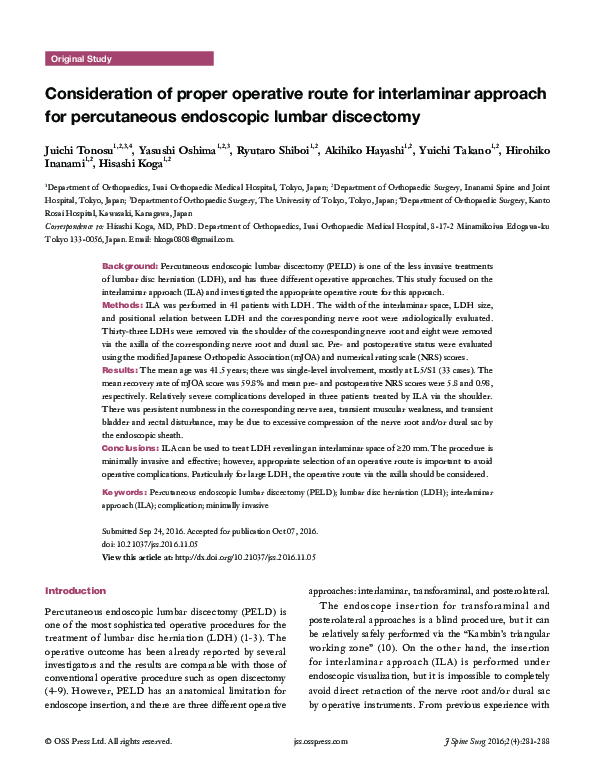 (PDF) Consideration of proper operative route for interlaminar approach ...