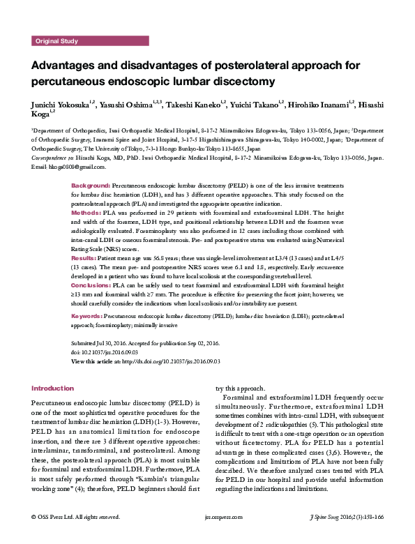 (PDF) Advantages and disadvantages of posterolateral approach for ...