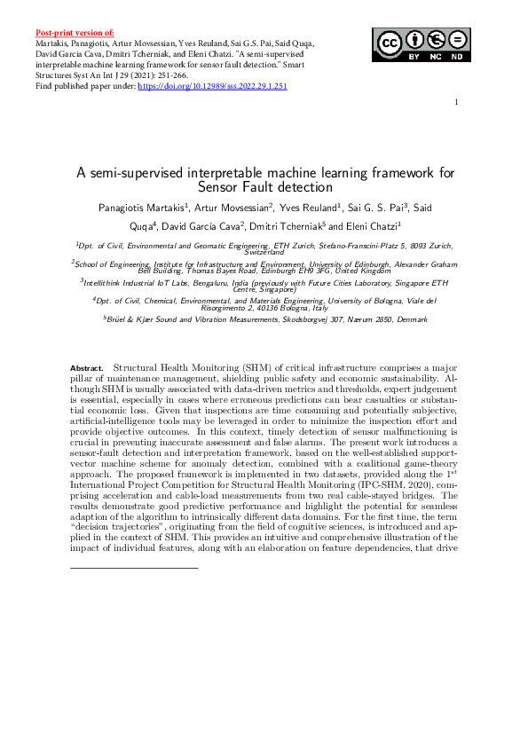 (PDF) A semi-supervised interpretable machine learning framework for sensor fault detection