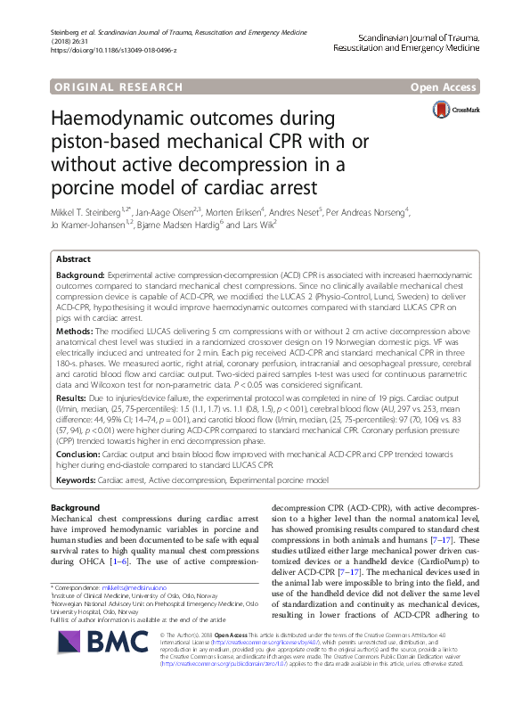 (PDF) Haemodynamic outcomes during piston-based mechanical CPR with or ...