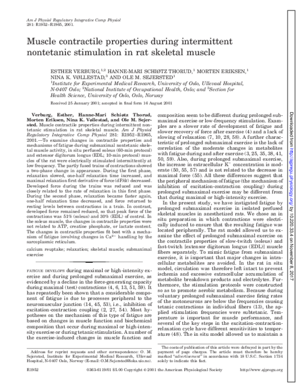 (PDF) Muscle contractile properties during intermittent nontetanic ...