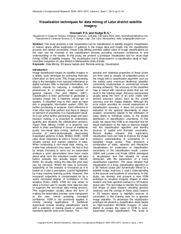(PDF) Visualization techniques for data mining of Latur district satellite imagery