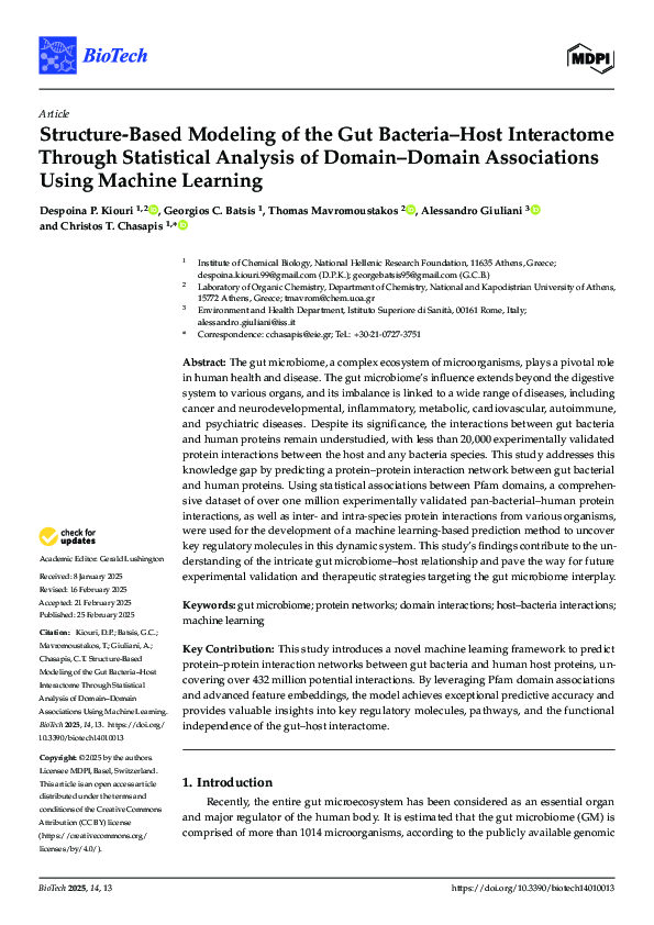 (PDF) Structure-Based Modeling of the Gut Bacteria-Host Interactome Through Statistical Analysis ...
