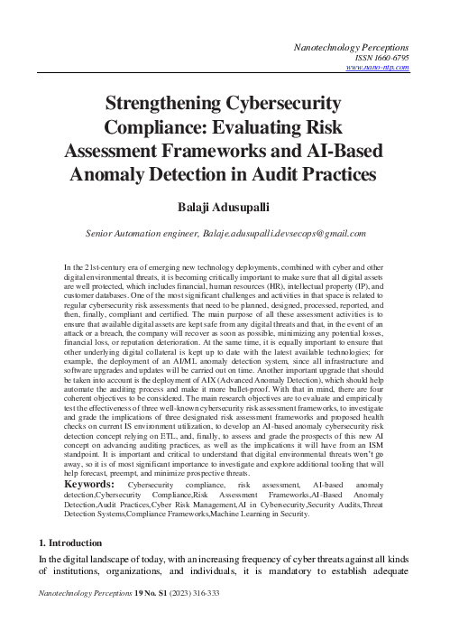 (PDF) Strengthening Cybersecurity Compliance: Evaluating Risk Assessment Frameworks and AI-Based ...
