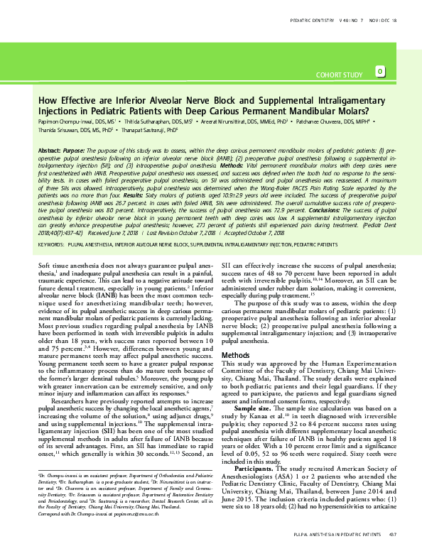 (PDF) How Effective are Inferior Alveolar Nerve Block and Supplemental ...
