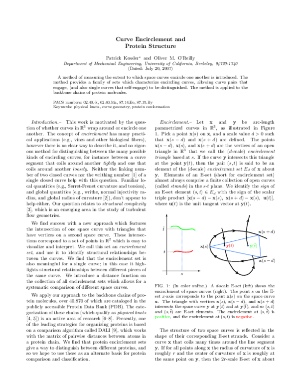 (PDF) Curve Encirclement and Protein Structure