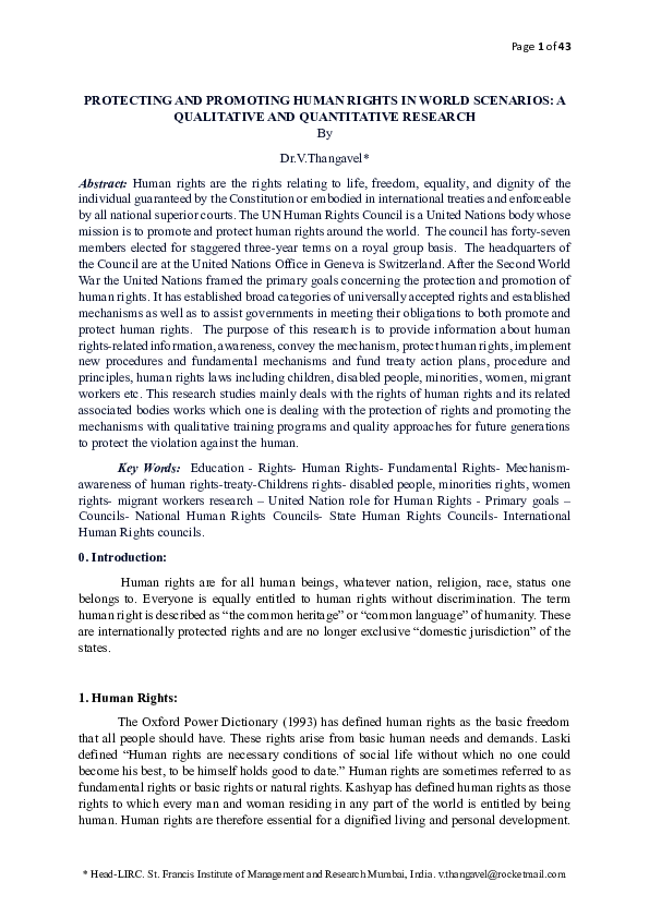 (PDF) Protecting and Promoting Human Rights and Freedom