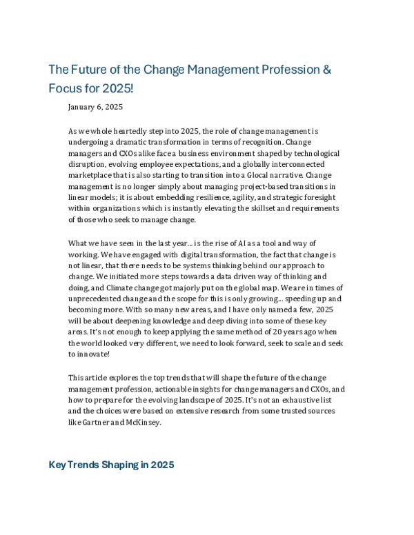 (PDF) The Future of the Change Management Profession & Focus for 2025