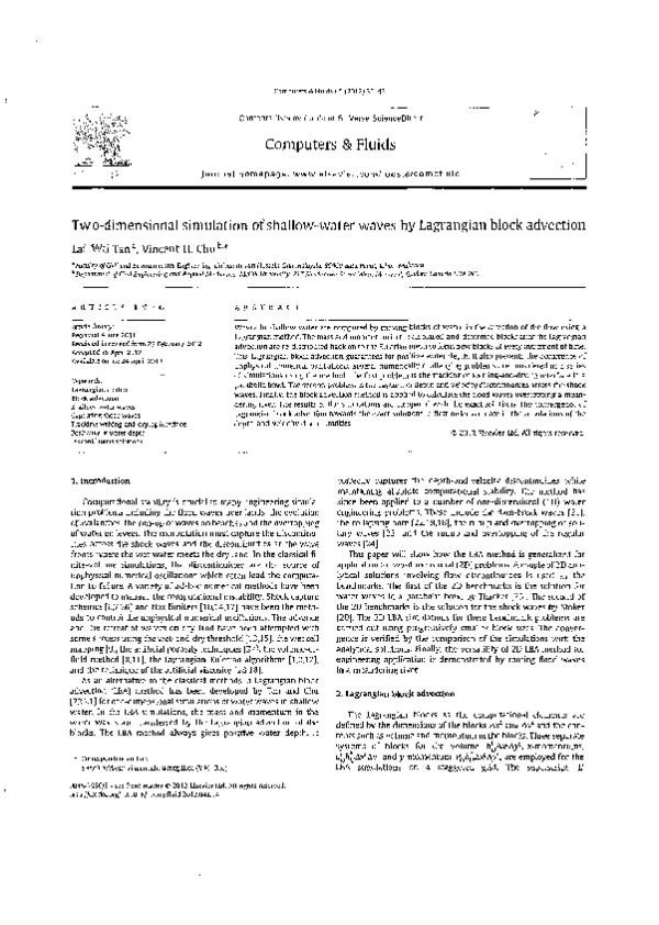 Two-dimensional simulation of shallow-water waves by Lagrangian block ...