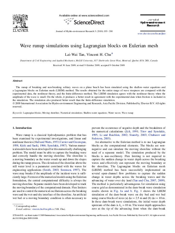 (PDF) Wave runup simulations using Lagrangian blocks on Eulerian mesh
