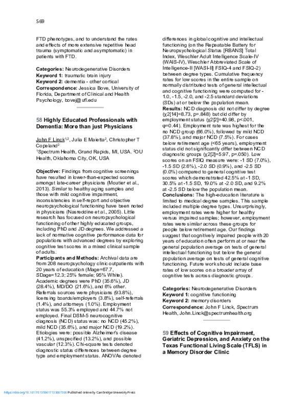 (PDF) 59 Effects of Cognitive Impairment, Geriatric Depression, and ...