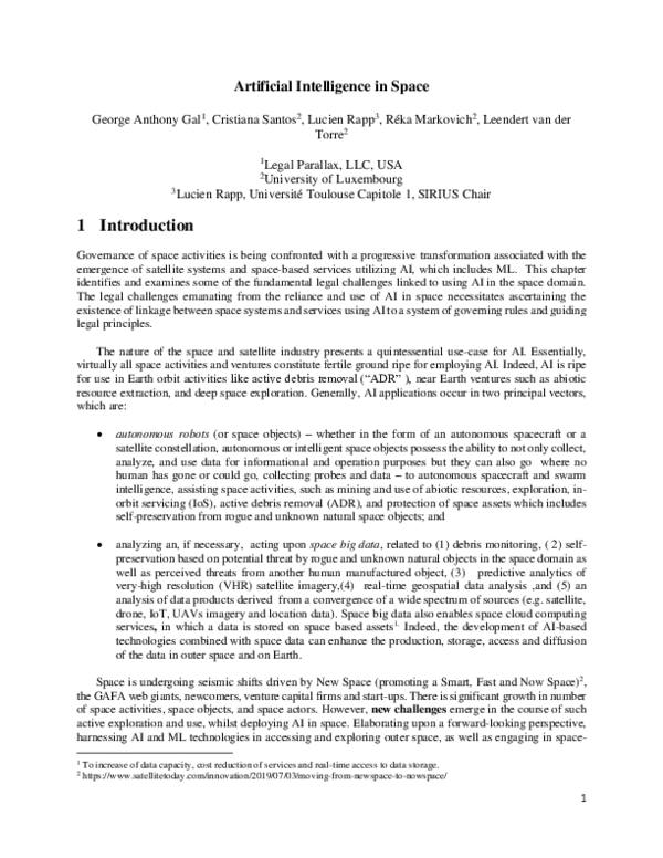 (PDF) Artificial intelligence in space