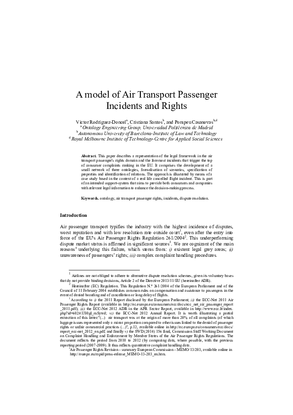 (PDF) A model of Air Transport Passenger Incidents and Rights
