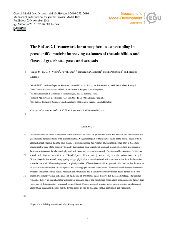 The FuGas 2.1 framework for atmosphere-ocean coupling in geoscientific models: improving ...