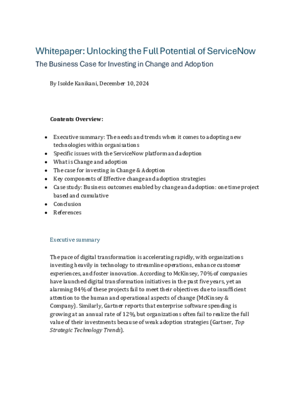(PDF) Whitepaper: Unlocking the Full Potential of ServiceNow The ...