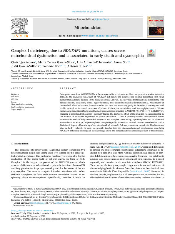 (PDF) Complex I deficiency, due to NDUFAF4 mutations, causes severe ...