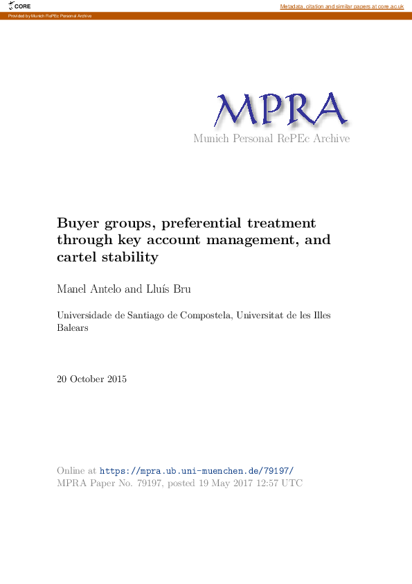(PDF) Buyer groups, preferential treatment through key account ...