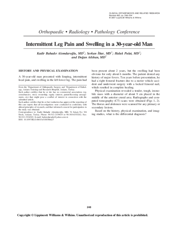 (PDF) Intermittent Leg Pain and Swelling in a 30-year-old Man