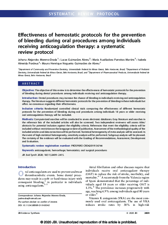 (PDF) Effectiveness of hemostatic protocols for the prevention of ...