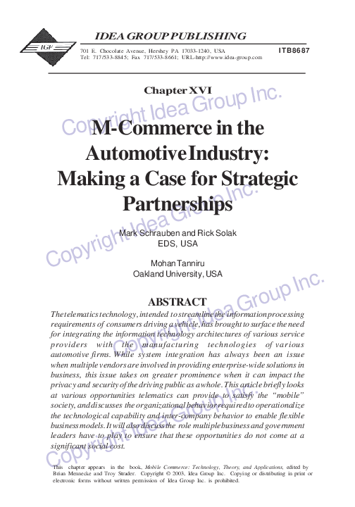 (PDF) M-Commerce in the Automotive Industry