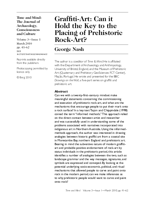 (PDF) Graffiti-Art: Can it Hold the Key to the Placing of Prehistoric ...