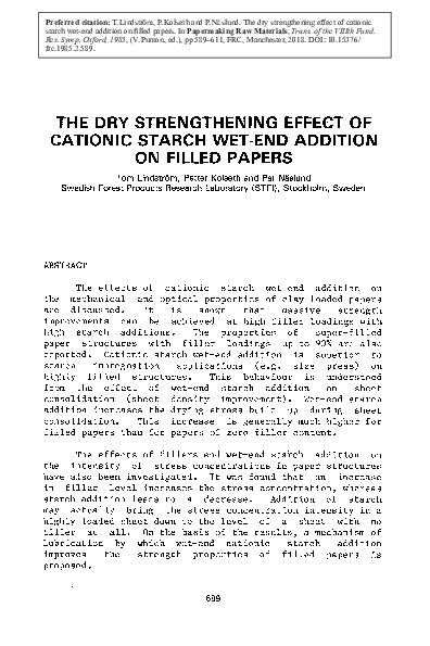 (PDF) The Dry Strengthening Effect of Cationic Starch Wet-End Addition ...