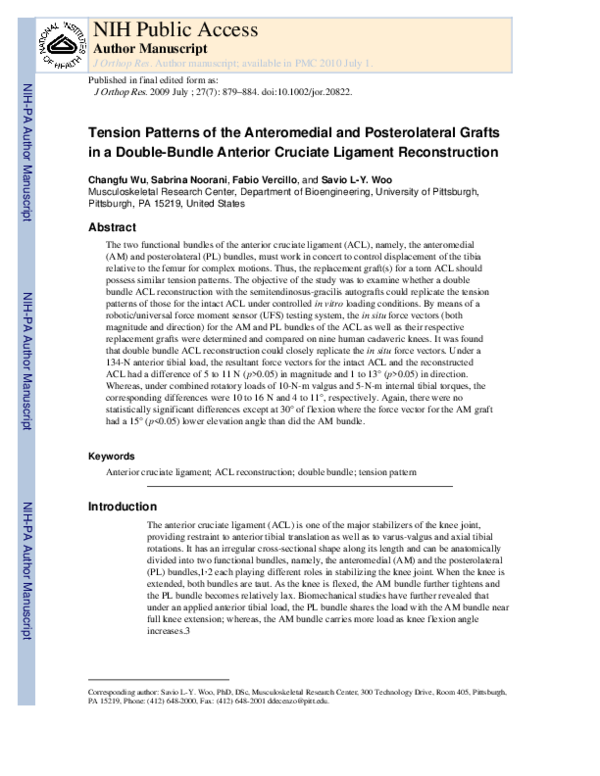 Tension patterns of the anteromedial and posterolateral grafts in a ...