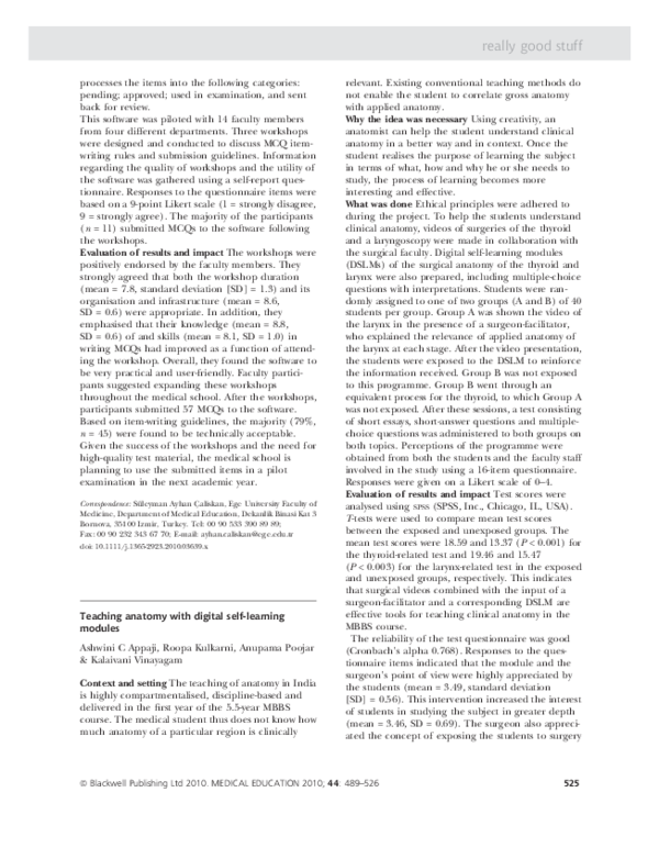 (PDF) Teaching anatomy with digital self-learning modules