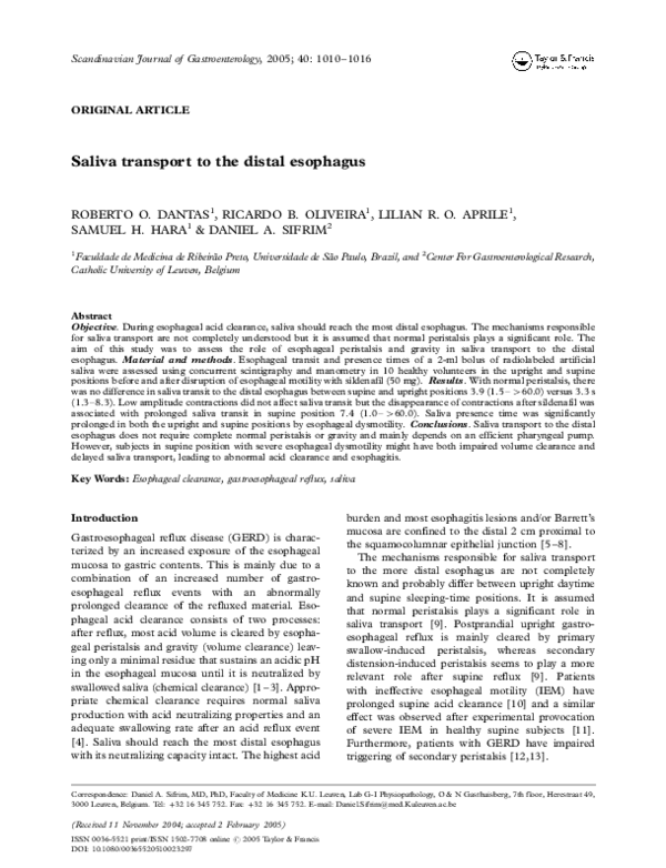(PDF) Saliva transport to the distal esophagus