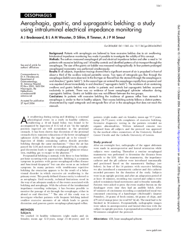 (PDF) Aerophagia, gastric, and supragastric belching: a study using ...