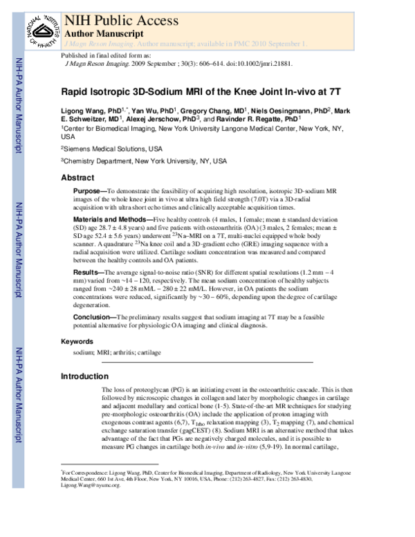 (PDF) Rapid isotropic 3D‐sodium MRI of the knee joint in vivo at 7T