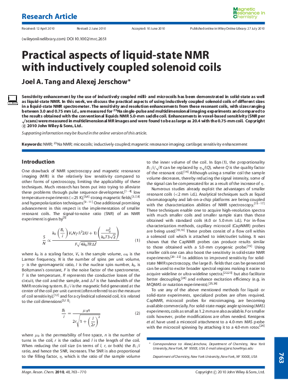 (PDF) Practical aspects of liquid‐state NMR with inductively coupled ...
