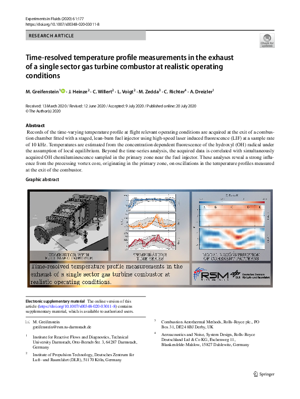 (PDF) Time-resolved temperature profile measurements in the exhaust of a single sector gas ...
