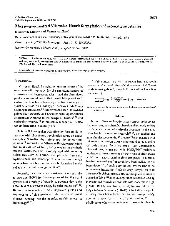 Microwave-assisted Vilsmeier-Haack formylation of aromatic substrates