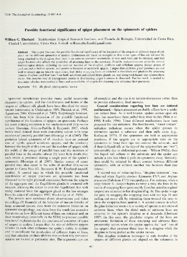 (PDF) Possible functional significance of spigot placement on the ...