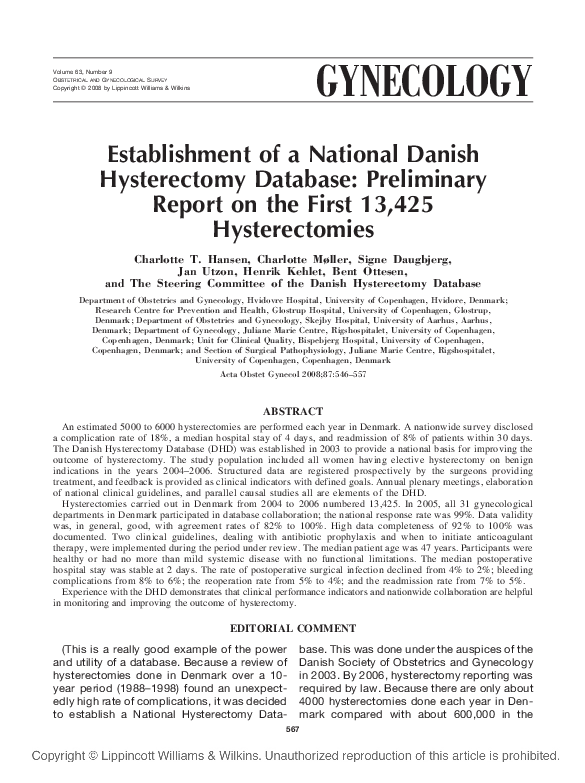 (PDF) Abdominal sacrocolpopexy: anatomic outcomes and complications ...